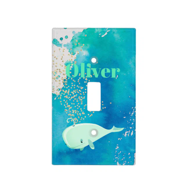 Baby Whale Sparkle Blue Nautical Personal Nursery Light Switch Cover ...
