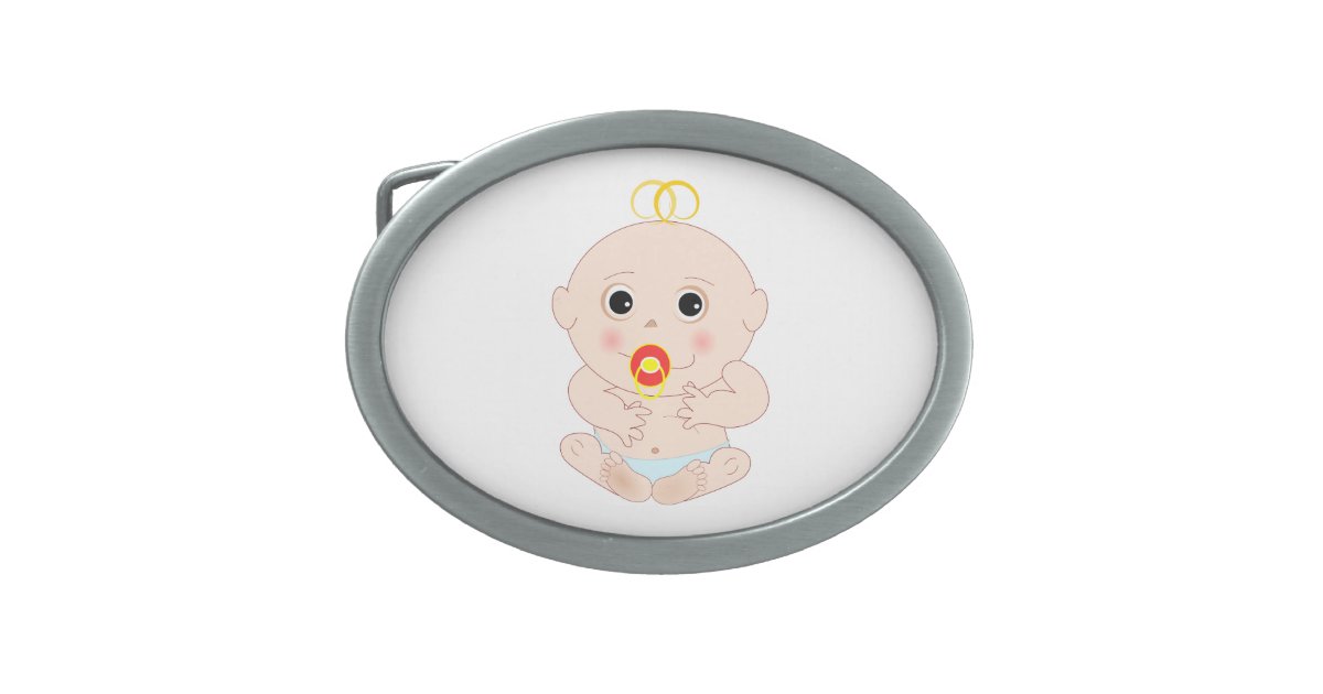 Baby with pacifier cartoon belt buckle | Zazzle