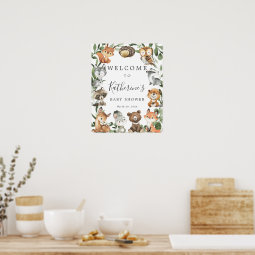 Baby Woodland Animals Baby Shower Welcome Sign | Zazzle