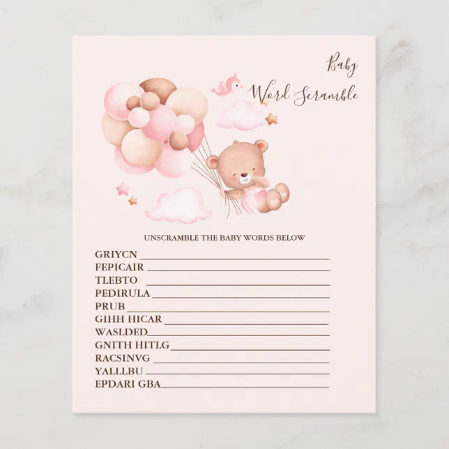 Baby Word Scramble Baby Shower Game | Zazzle