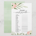 Baby word scramble baby shower game pink greenery | Zazzle