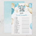Baby Word Scramble Elephant Shower Game | Zazzle