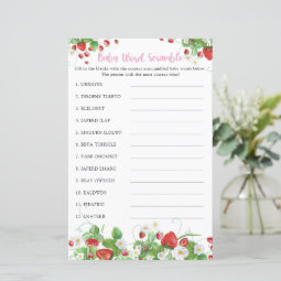 Baby Word Scramble Game | Strawberry Berry Sweet | Zazzle