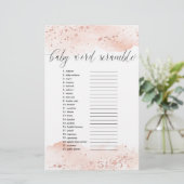 Baby word scramble game watercolor rose gold | Zazzle