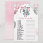 Baby Word Scramble Girl Elephant Shower Game | Zazzle