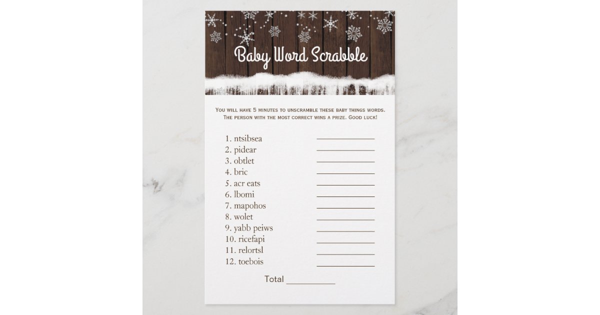 Baby Word Scramble Nursery Rhyme Baby Shower Games | Zazzle