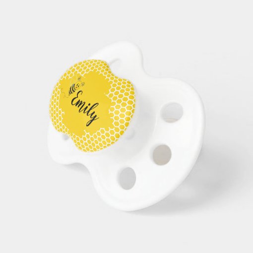 Baby Yellow White Bumble Bee Honeycomb Honey Pacifier | Zazzle