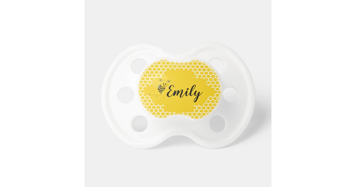 Baby Yellow White Bumble Bee Honeycomb Honey Pacifier | Zazzle