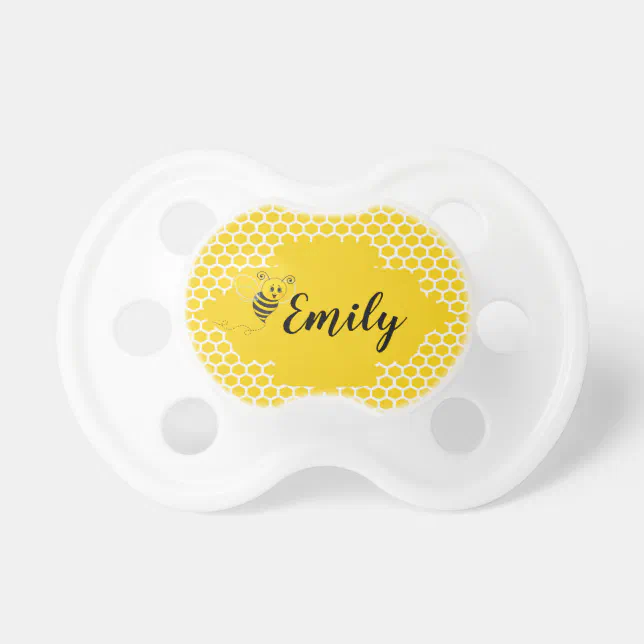 Baby Yellow White Bumble Bee Honeycomb Honey Pacifier | Zazzle
