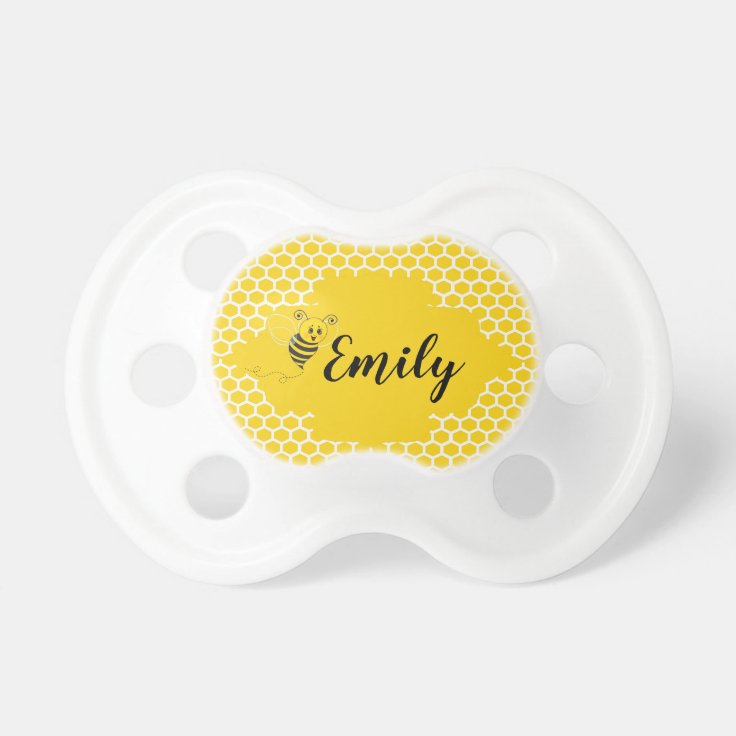 Baby Yellow White Bumble Bee Honeycomb Honey Pacifier | Zazzle