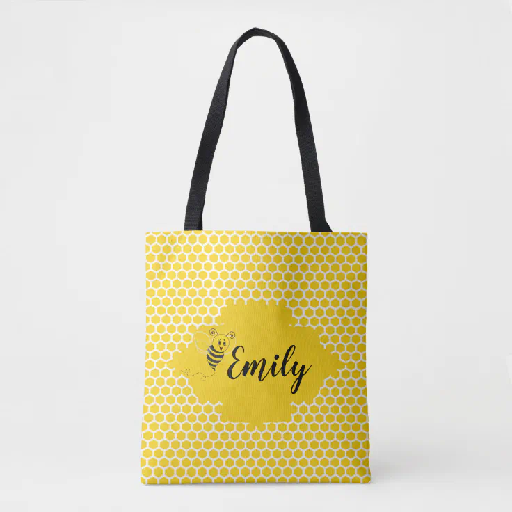 Baby Yellow White Bumble Bee Honeycomb Honey Tote Bag | Zazzle