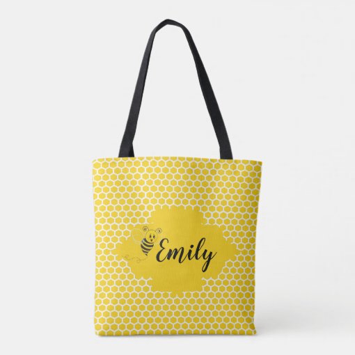 Baby Yellow White Bumble Bee Honeycomb Honey Tote Bag | Zazzle