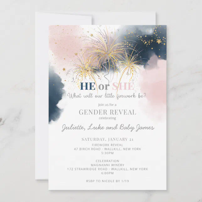 Baby You're a Firework Gender Reveal Party Invitat Invitation | Zazzle