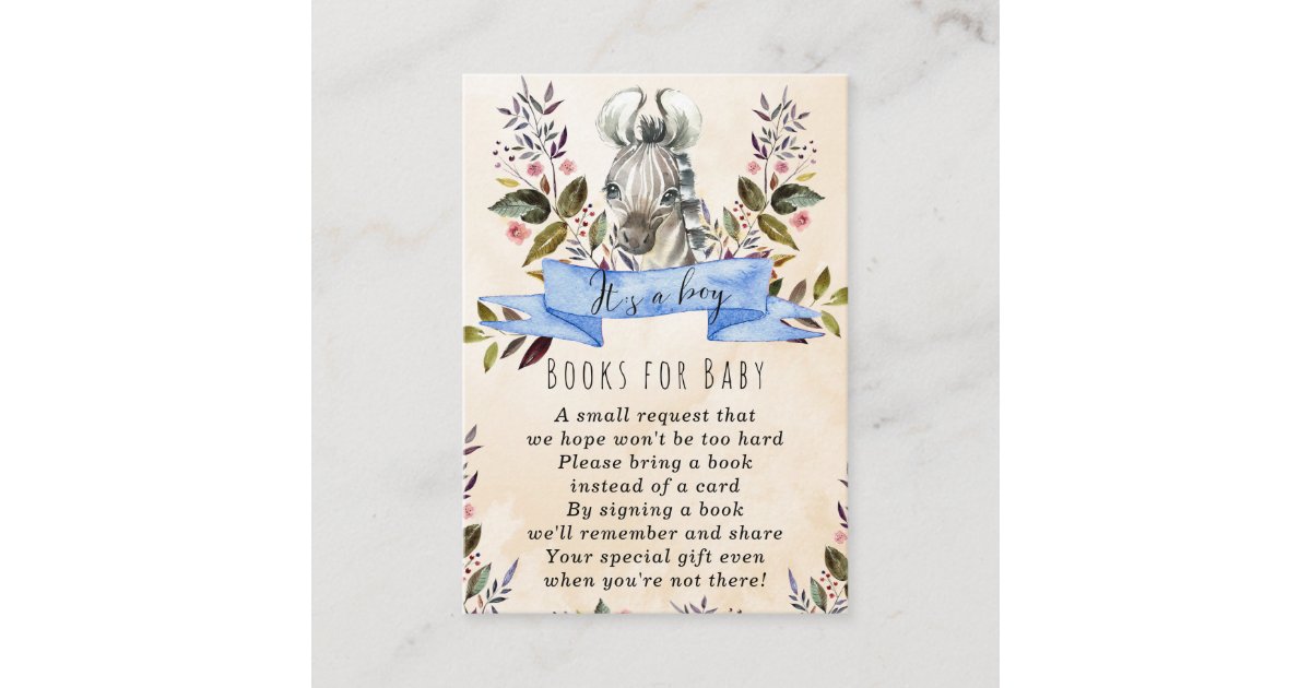 baby zebra blue books for baby request card | Zazzle