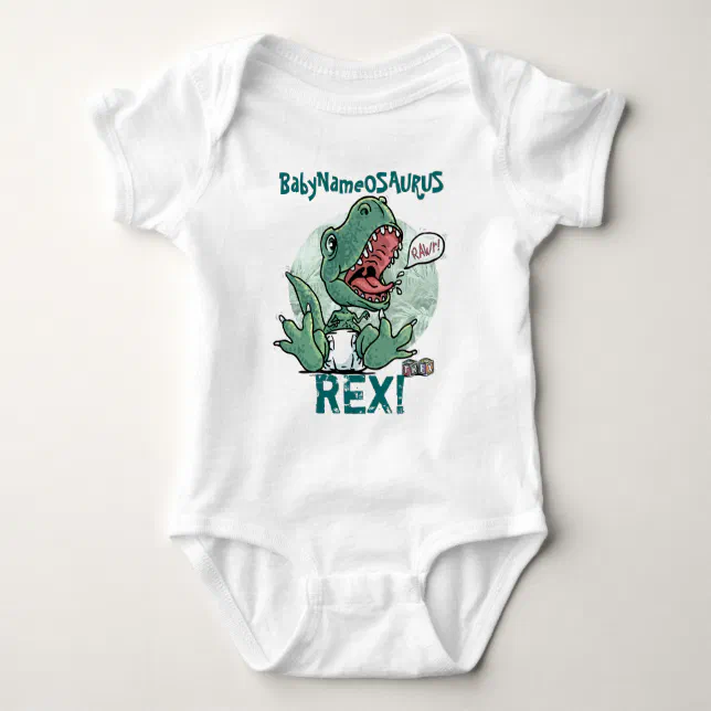 BabyNameosaurus Rex Edit with your Babys name! Baby Bodysuit | Zazzle