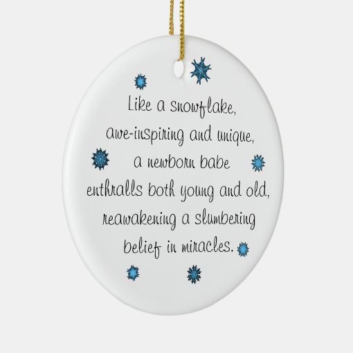 Baby's 1st Christmas Ornament blue snowflake poem | Zazzle