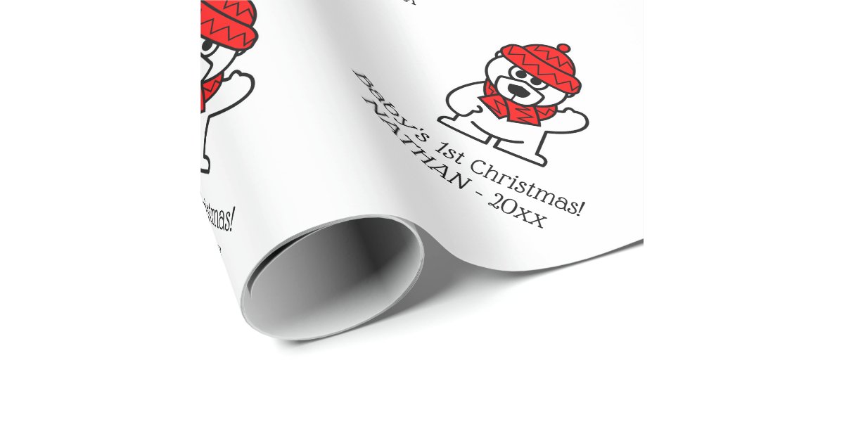 Baby's 1st Christmas personalized wrapping paper | Zazzle