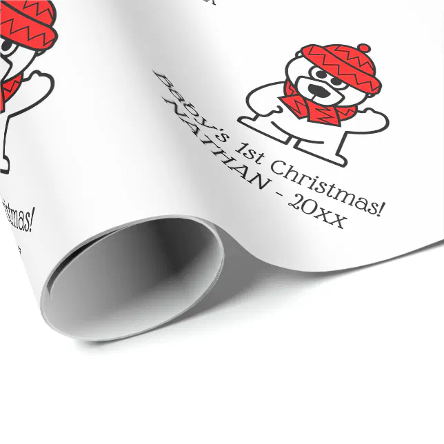 Baby's 1st Christmas personalized wrapping paper | Zazzle