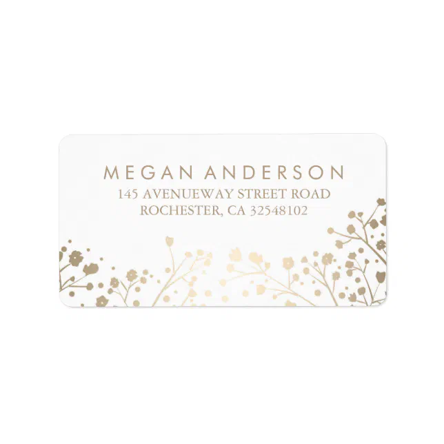 Baby's Breath Gold Foil White Wedding Label | Zazzle