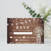 Baby's Breath Mason Jar Rustic RSVP Card | Zazzle
