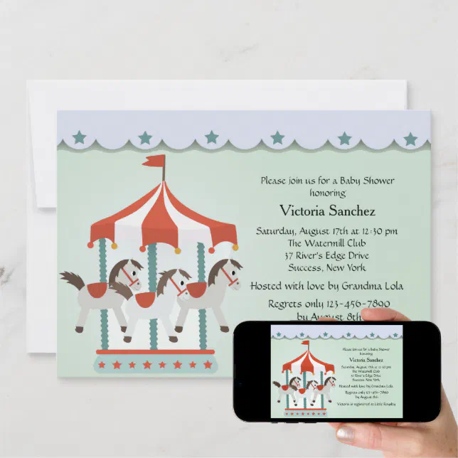 Baby's Carousel Invitation | Zazzle