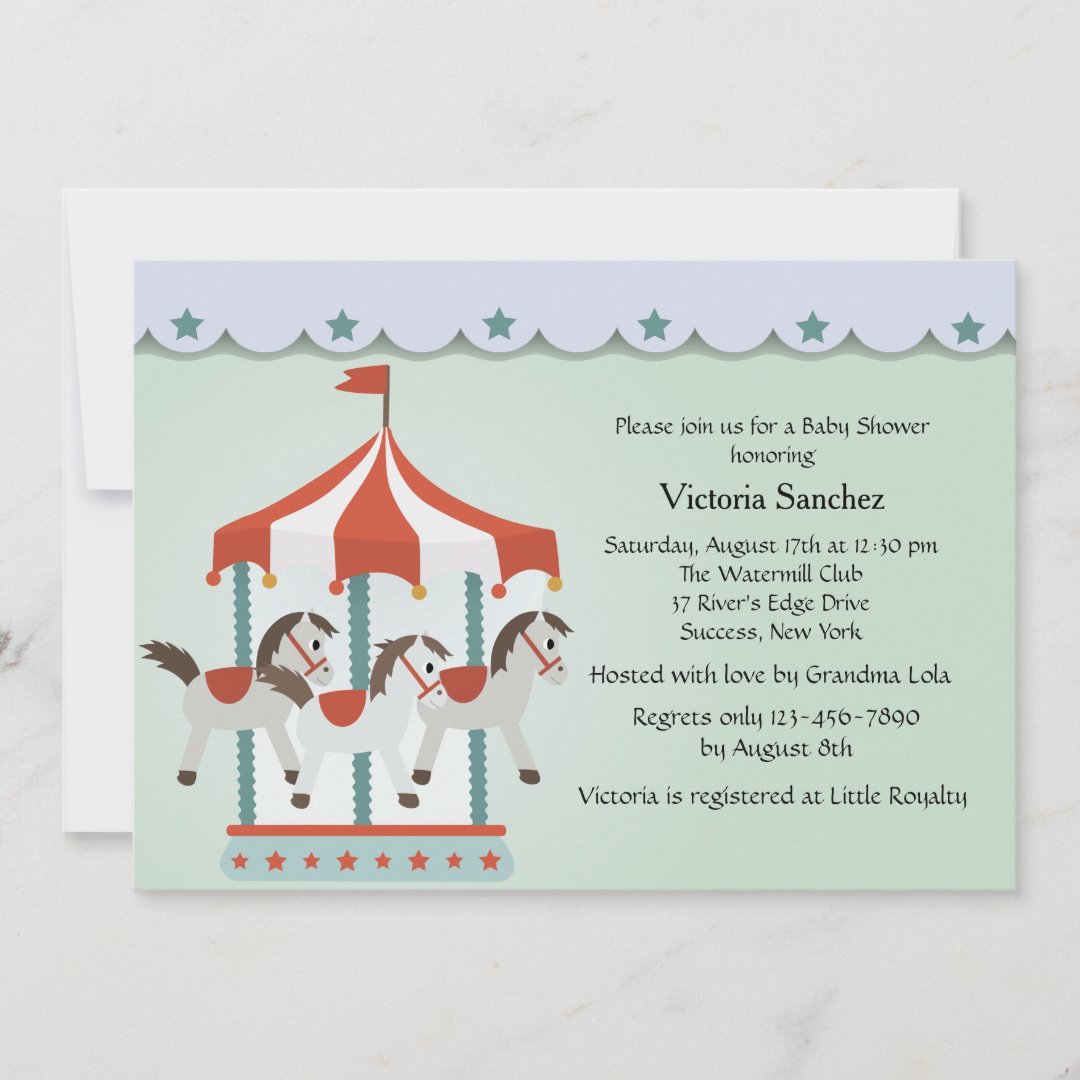 Baby's Carousel Invitation | Zazzle