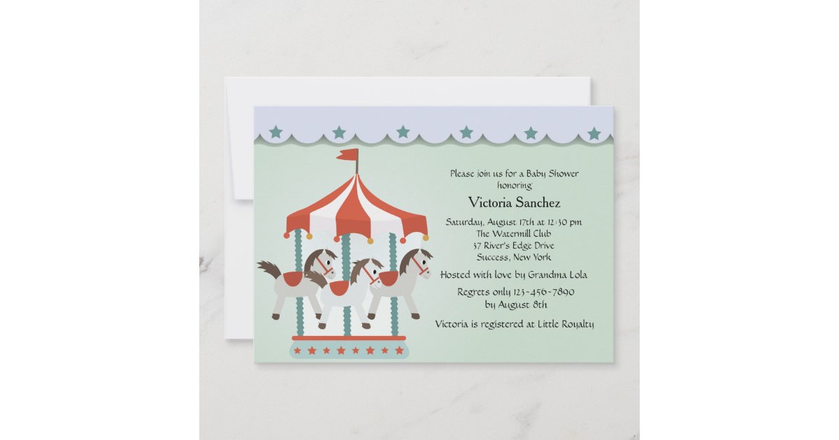 Baby's Carousel Invitation | Zazzle