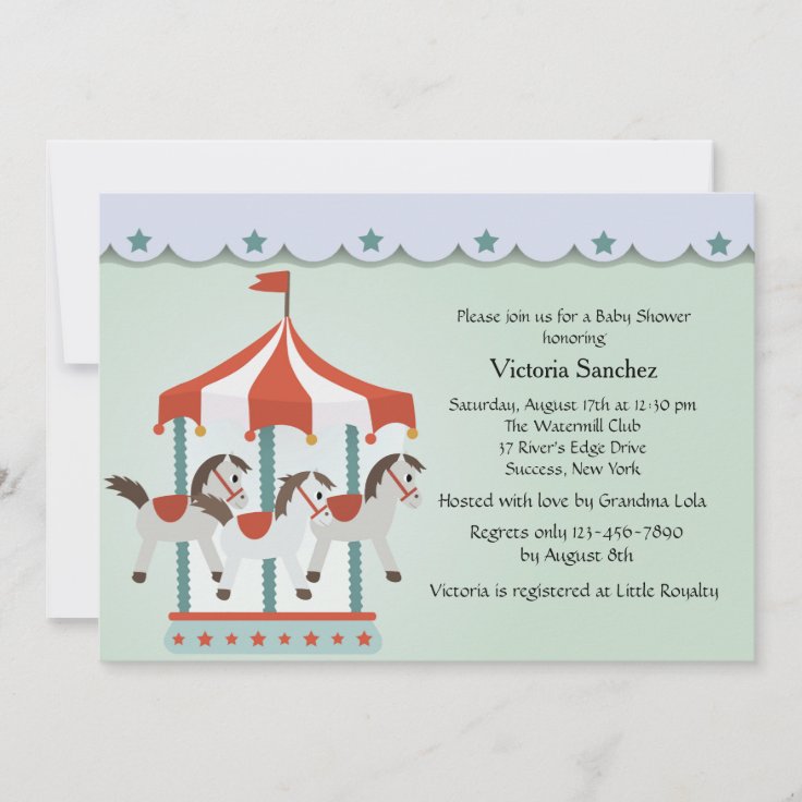 Baby's Carousel Invitation | Zazzle