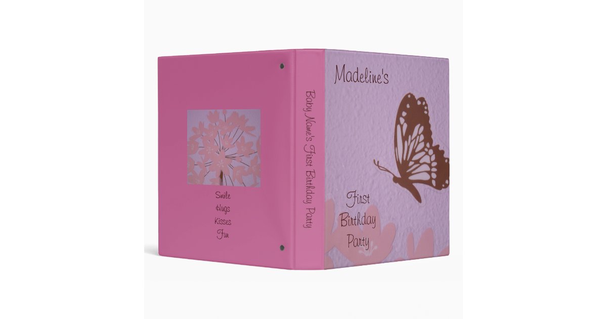 Baby's First Birthday binder Photos Butterfly | Zazzle