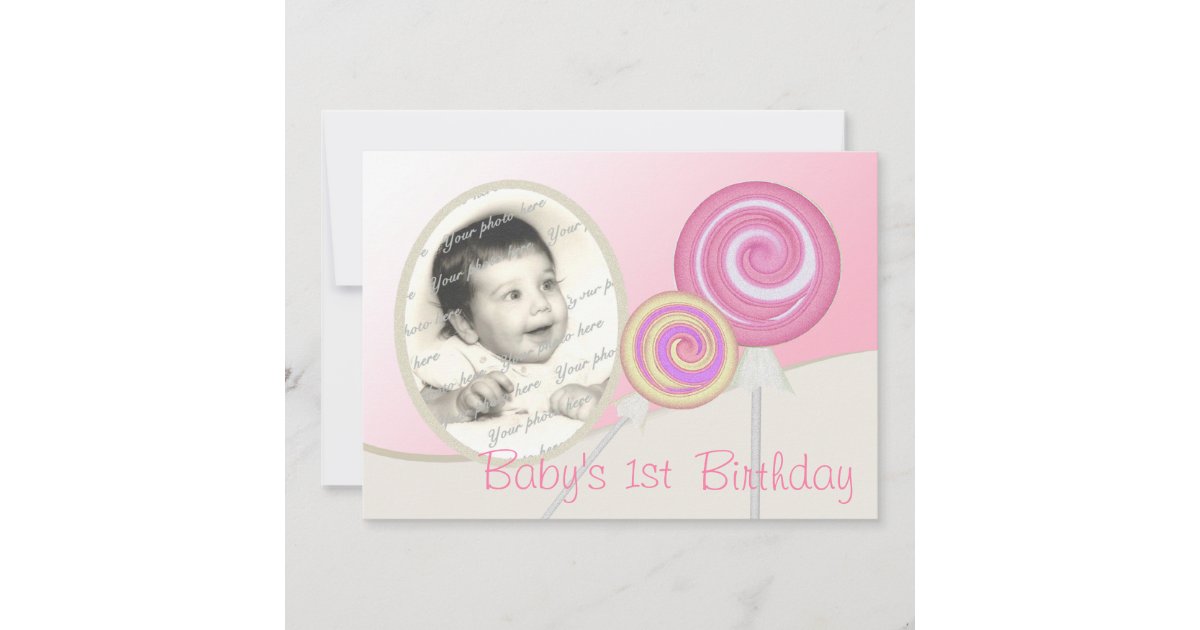 Baby's First Birthday Lollipop Invitation | Zazzle