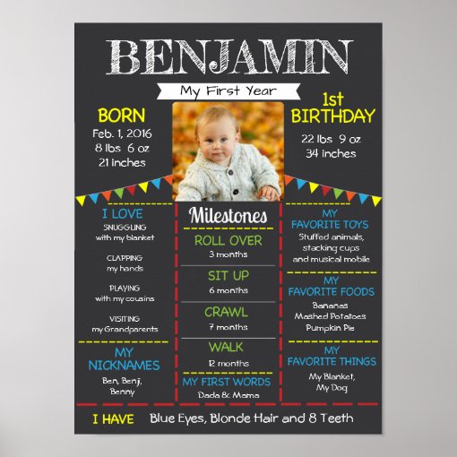 Baby's First Birthday Photo Poster | Zazzle