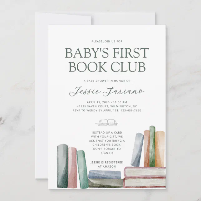 Baby's First Book Club Baby Shower Invitation | Zazzle