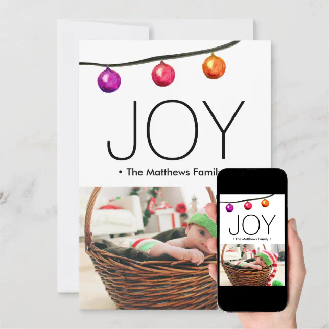 Baby's first Christmas 2021 Joy birth Announcement | Zazzle