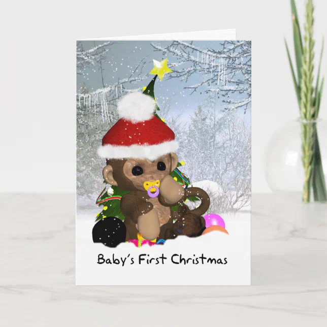 Baby's First Christmas - Baby's 1st Christmas Card | Zazzle