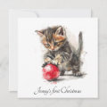 Baby's First Christmas Cute Kitten Holiday Card | Zazzle