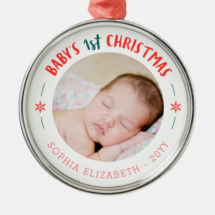 Baby's First Christmas Keepsake Metal Ornament | Zazzle