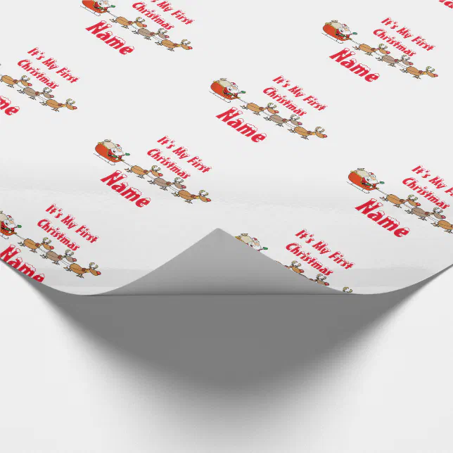 Babys First Christmas Personalized giftwrap Wrapping Paper | Zazzle