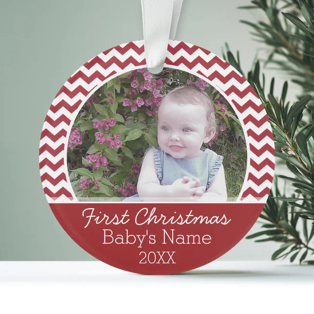 Baby's First Christmas Personalized Photo Ornament | Zazzle