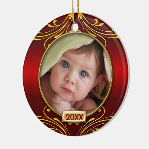 Baby's First Christmas Photo Frame Ceramic Ornament | Zazzle
