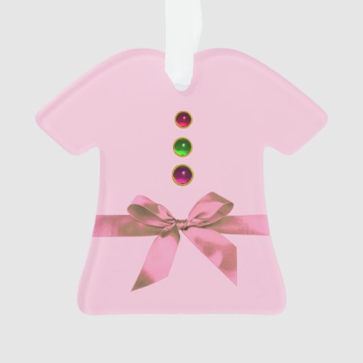 BABY'S FIRST CHRISTMAS Pink Ribbon Baby Girl Ornament | Zazzle
