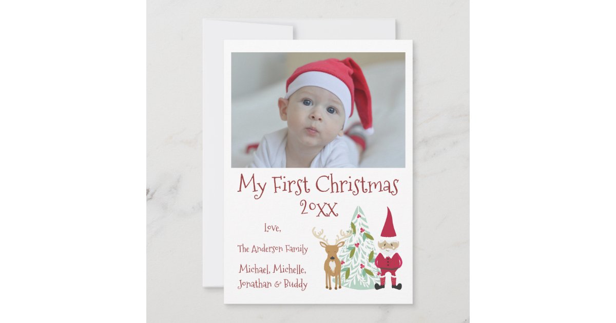 Baby's First Christmas with Photo Holiday Card | Zazzle