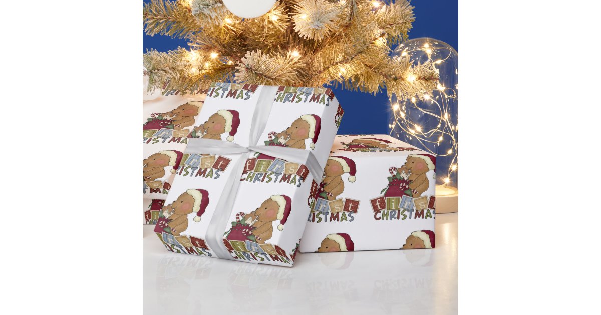Baby's First Christmas wrapping paper | Zazzle