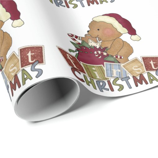 Baby's First Christmas wrapping paper | Zazzle
