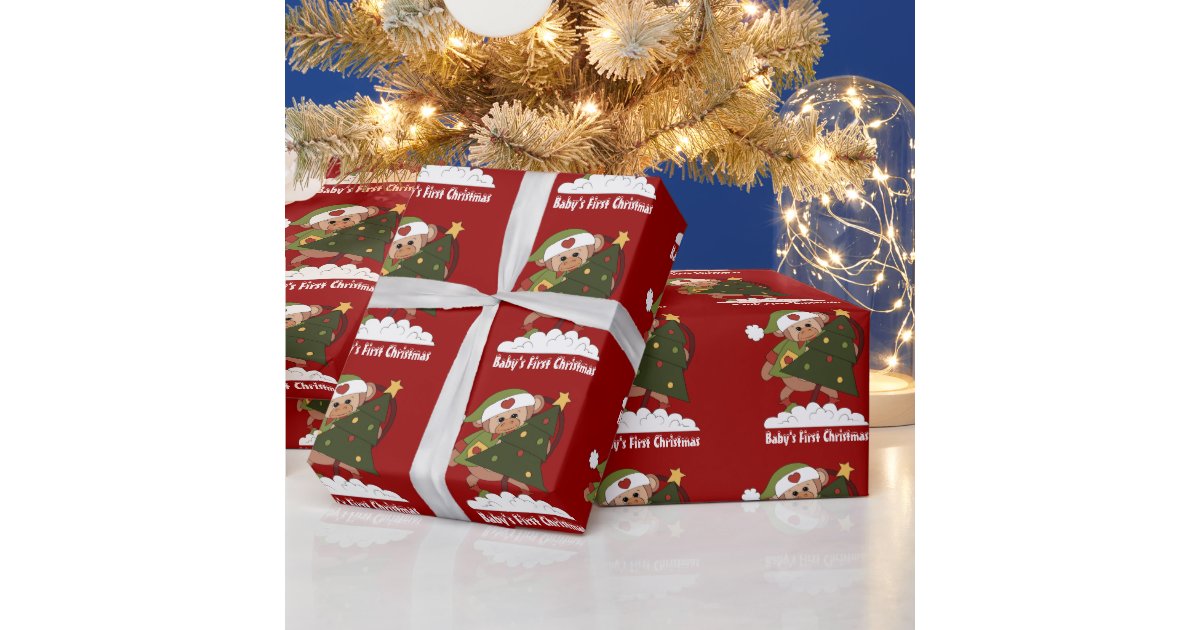 Baby's First Christmas wrapping paper | Zazzle
