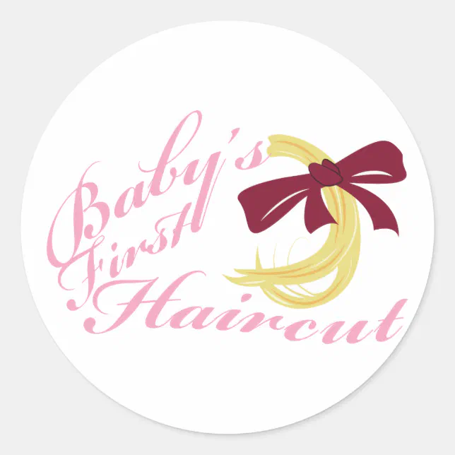 Baby's First Haircut Classic Round Sticker | Zazzle