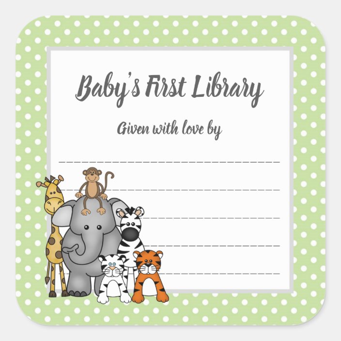 Baby's First Library bookplate, bring a book Square Sticker | Zazzle.com