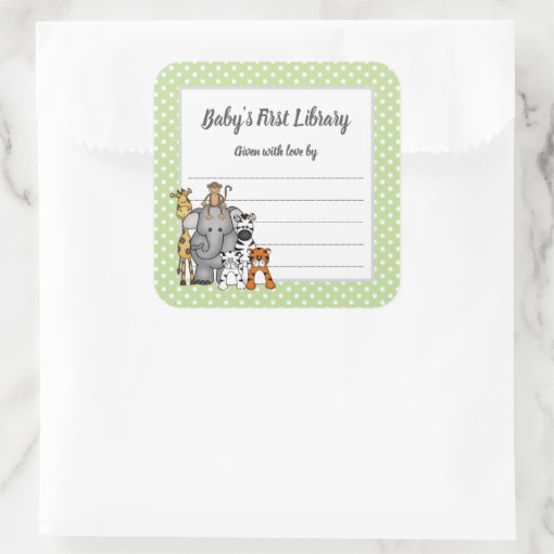 Baby's First Library bookplate, bring a book Square Sticker | Zazzle