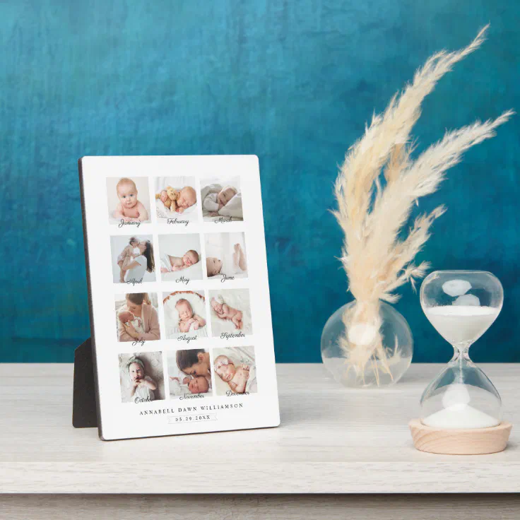 Baby's First Year Monthly Photo Collage Keepsake Plaque | Zazzle