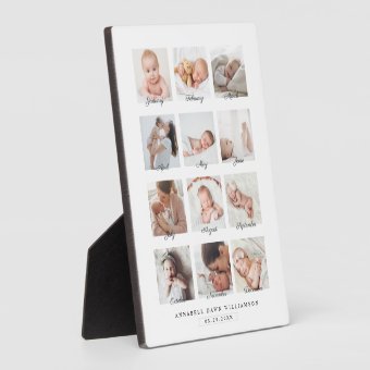 Baby's First Year Monthly Photo Collage Keepsake Plaque | Zazzle