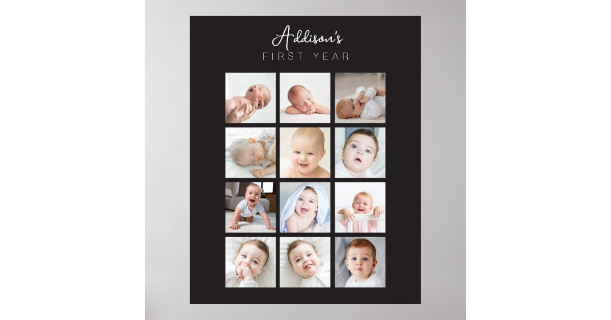 Baby's First Year Monthly Photo Poster | Zazzle